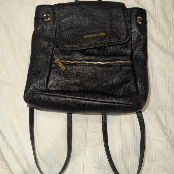 Michael Kors | Bags | Michael Kors Black Backpack With Gold Accents ...
